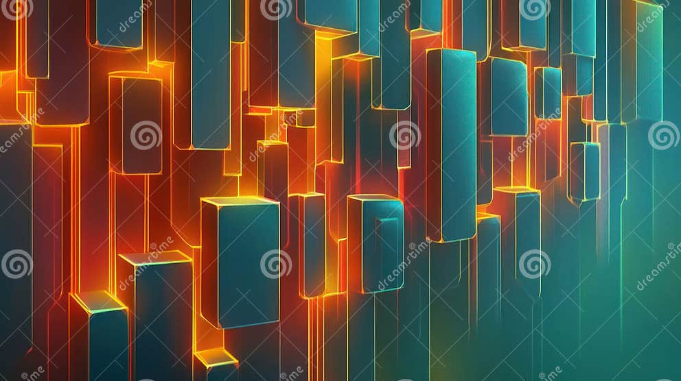 Abstract Digital Design Featuring Glowing Rectangular Shapes and Lines ...