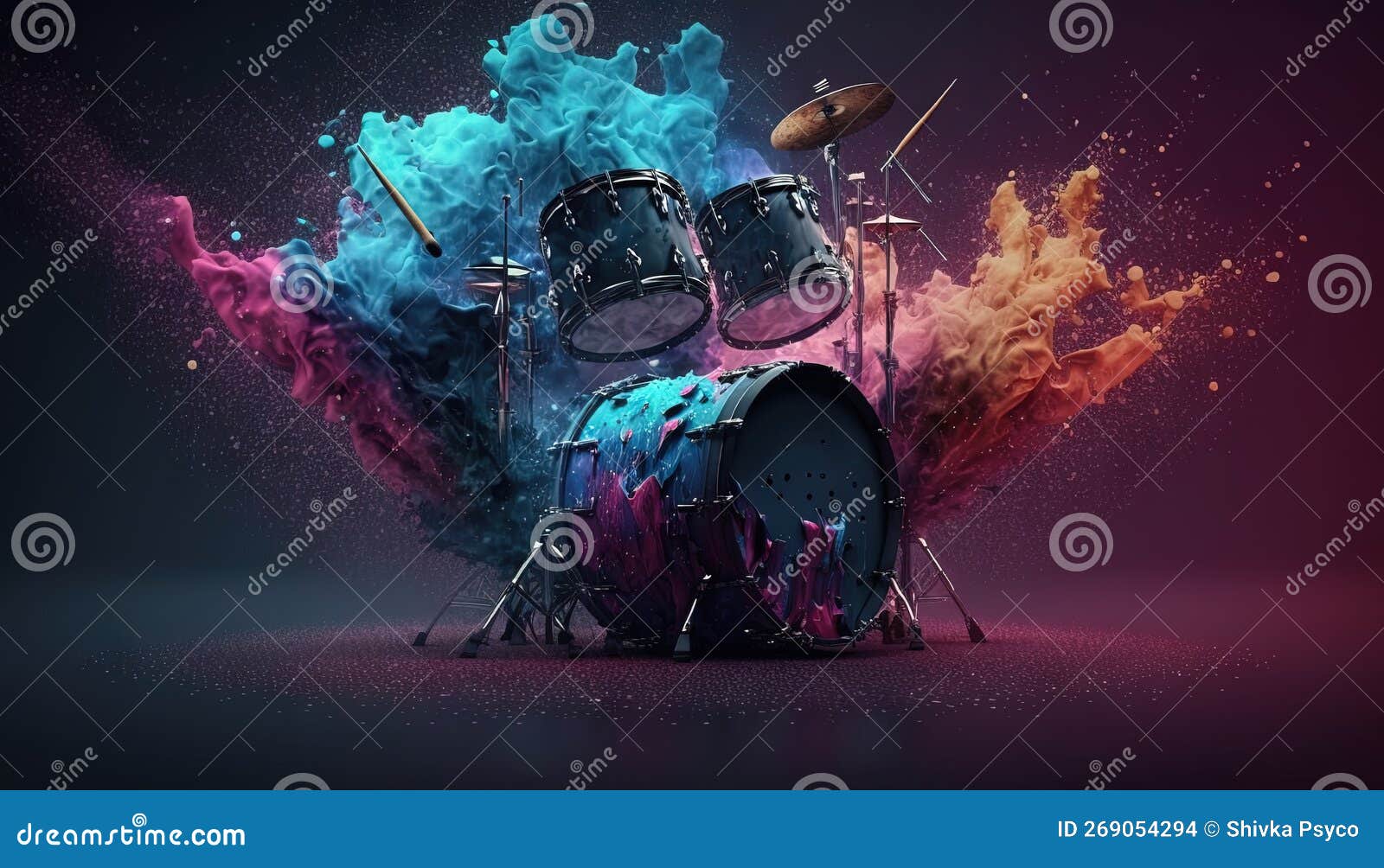 Abstract Digital Drum Kit with Colors Generative AI Stock Illustration ...