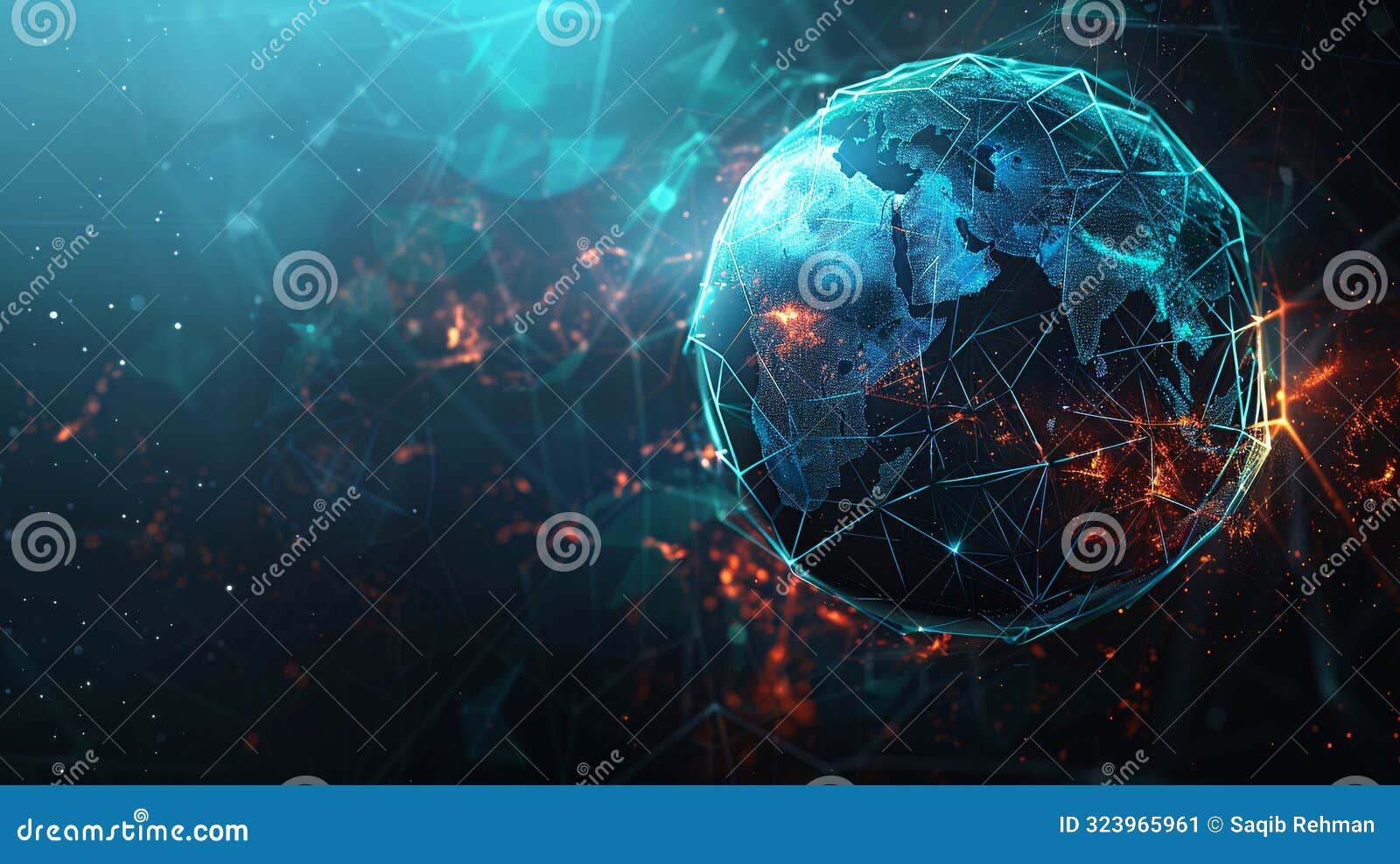 Abstract Digital Earth Mapping the Virtual Terrain. Generative Ai Stock ...