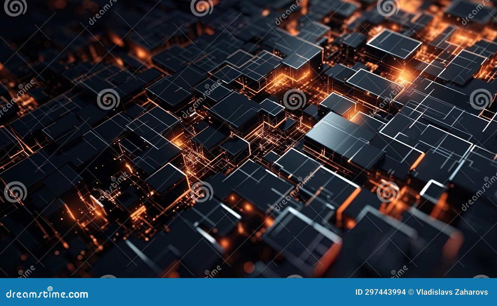 Abstract Digital Elements Merge, Giving Background a Virtual ...