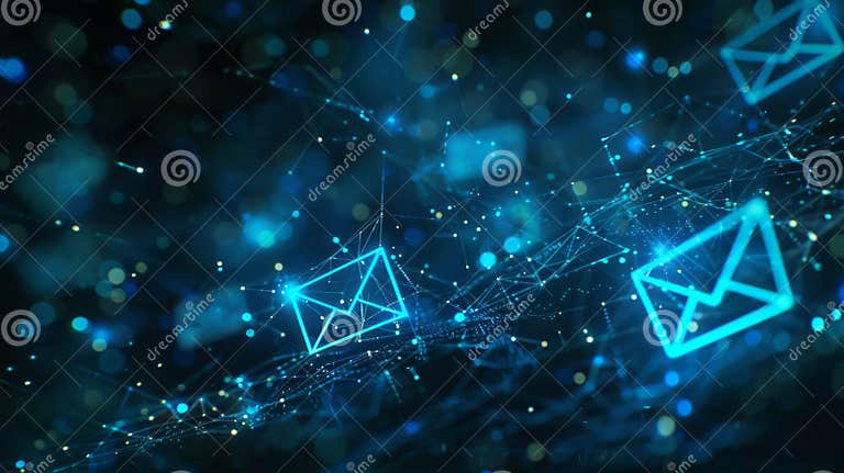 Abstract Digital Email Network, Generative AI Stock Photo - Image of ...