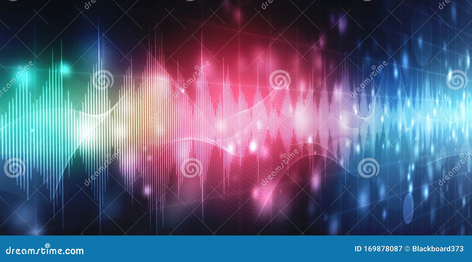 Sound Waves Oscillating Glow Light, Abstract Technology Background ...