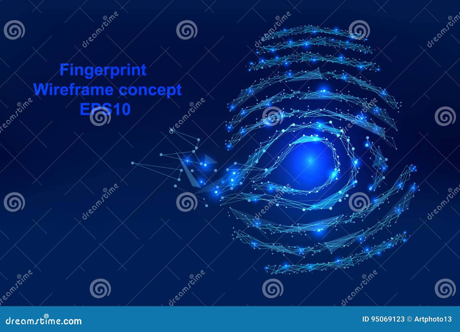 Abstract Digital-fingerprint with Points, Lines, and Shapes in the Form ...