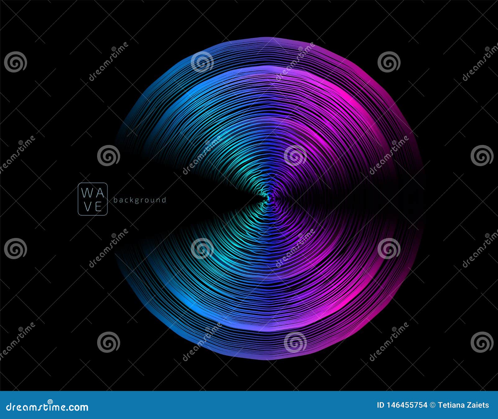 Abstract Digital Future Wave Lines Vector Background in Circle Shape ...
