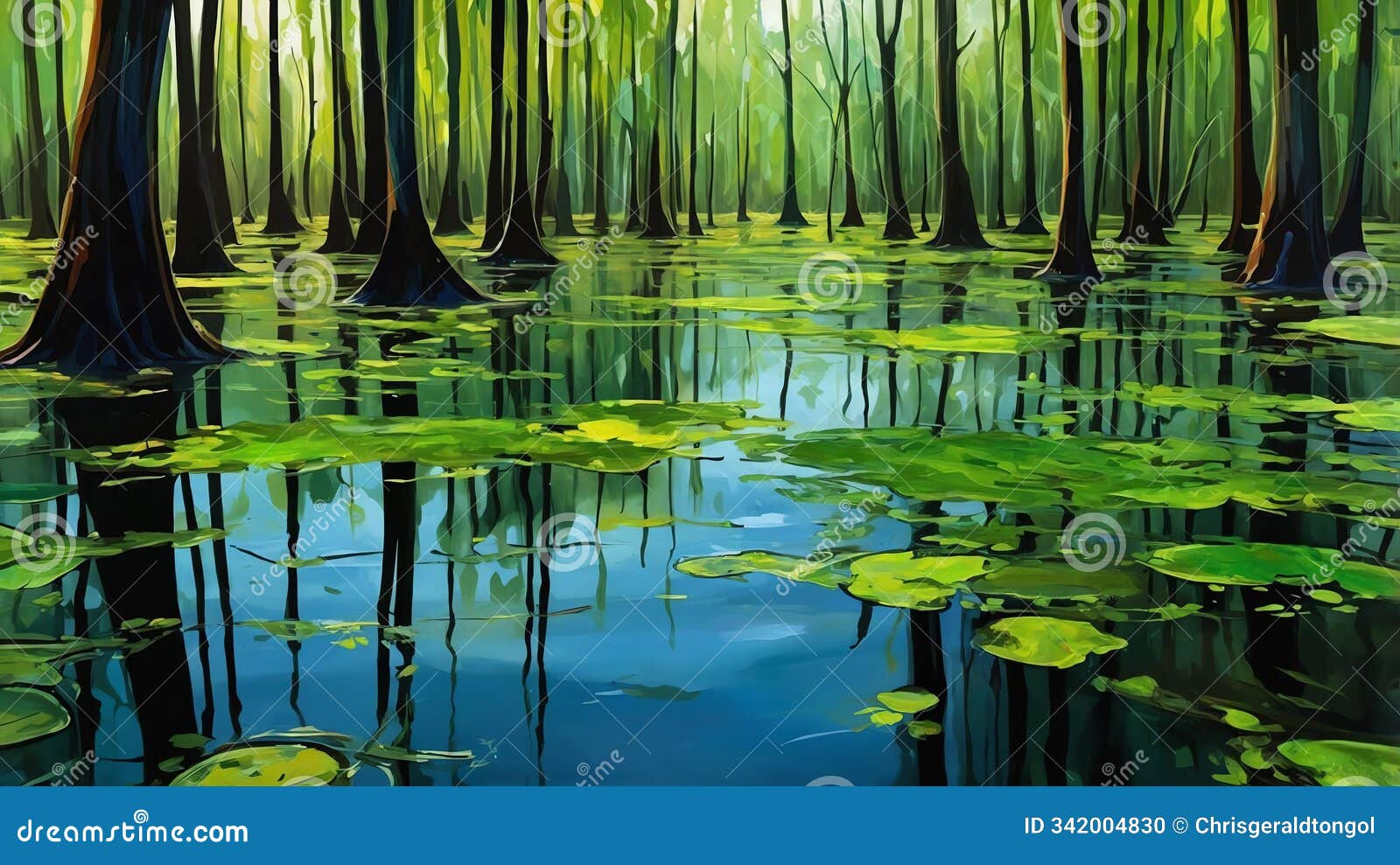 Abstract Digital Glass Painting Swamp Theme for Backgr Ai Generated ...