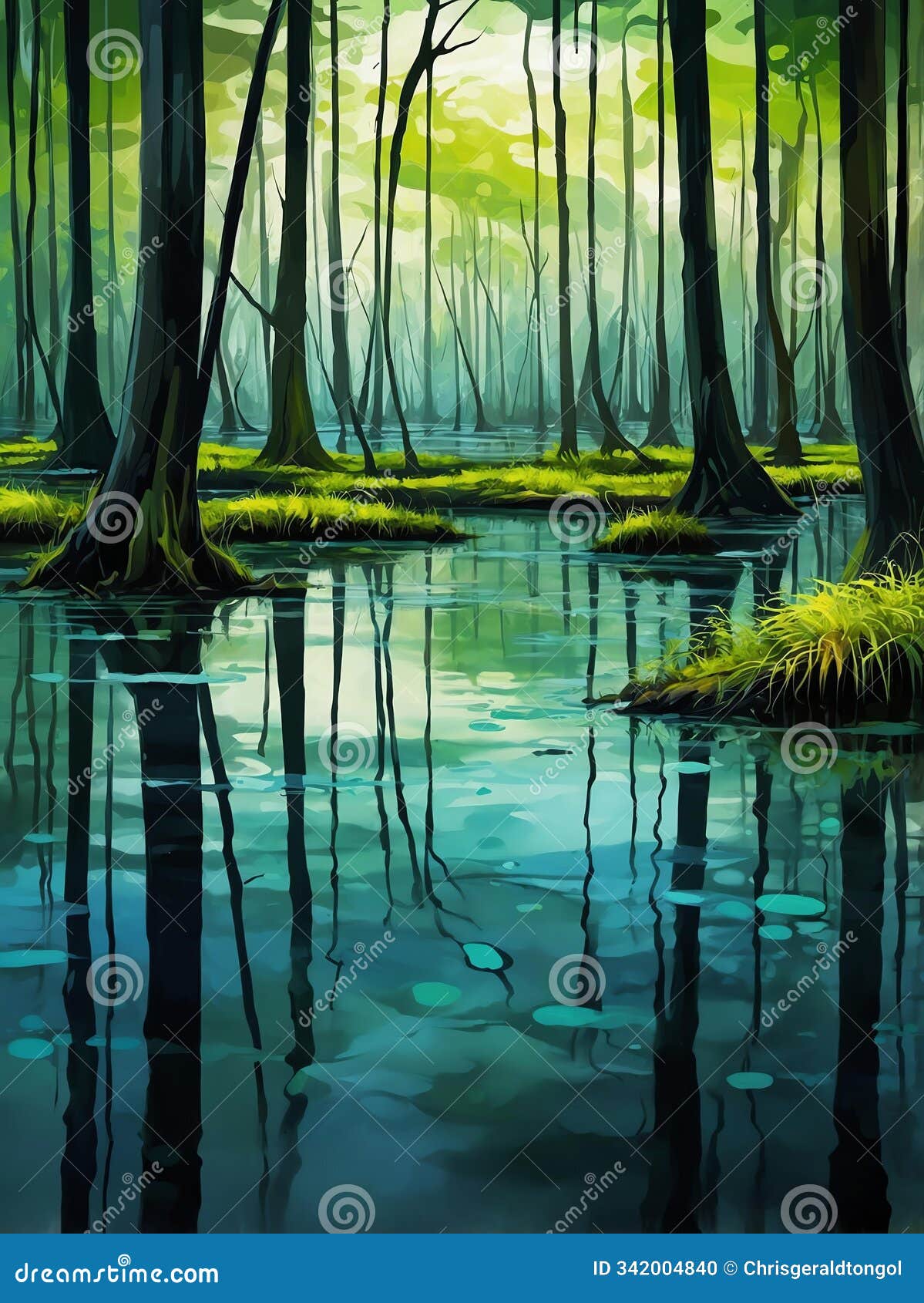 Abstract Digital Glass Painting Swamp Theme for Backgr Ai Generated ...