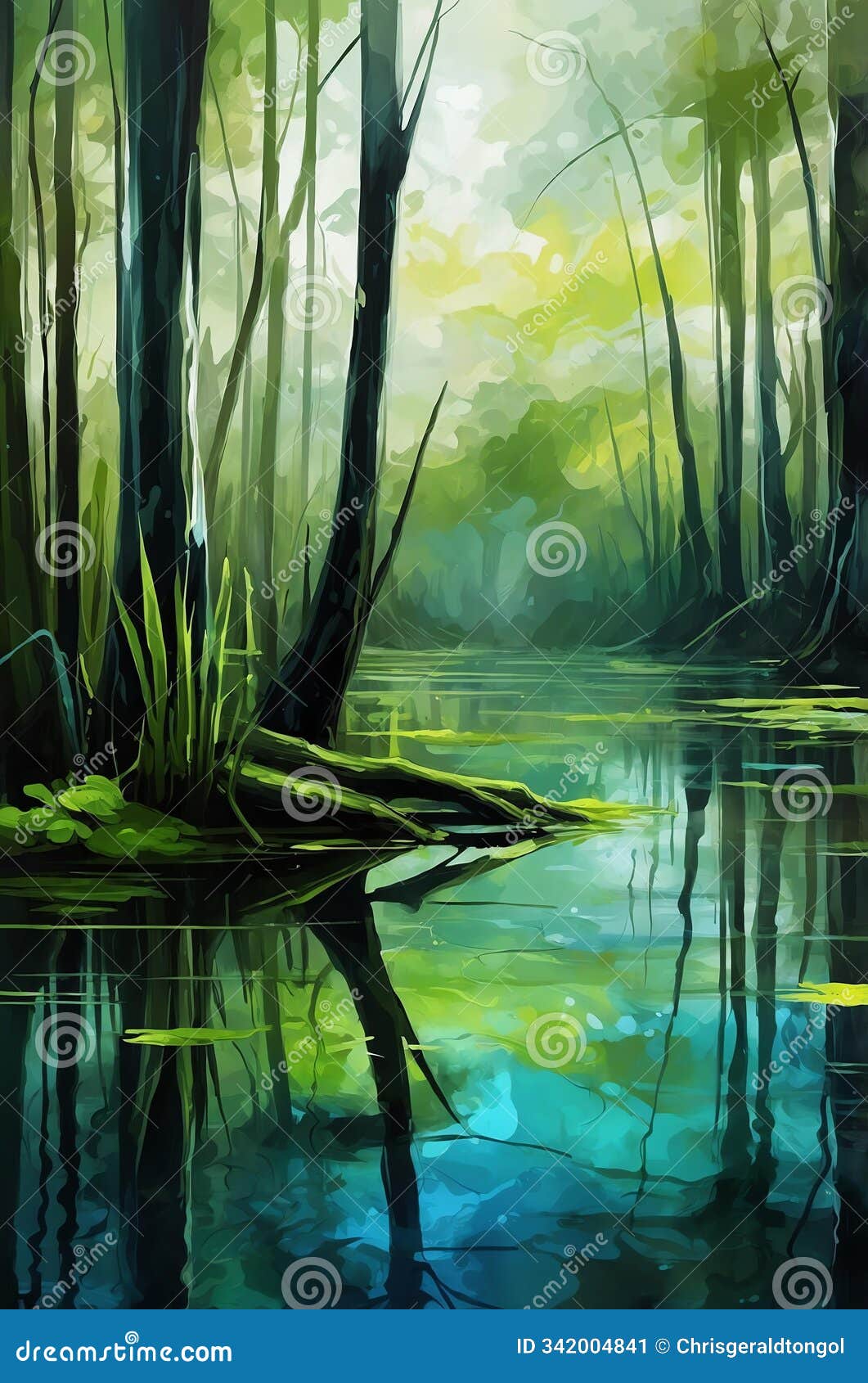 Abstract Digital Glass Painting Swamp Theme for Backgr Ai Generated ...