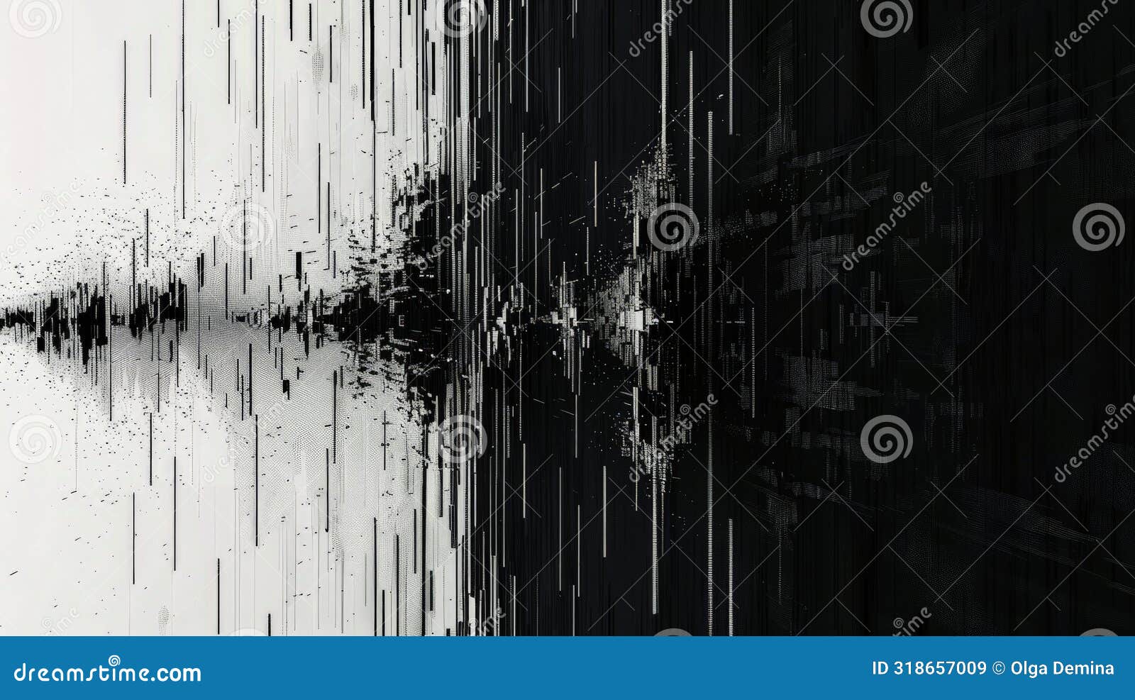 Abstract Digital Glitch Art with a Monochrome Palette. Visual ...