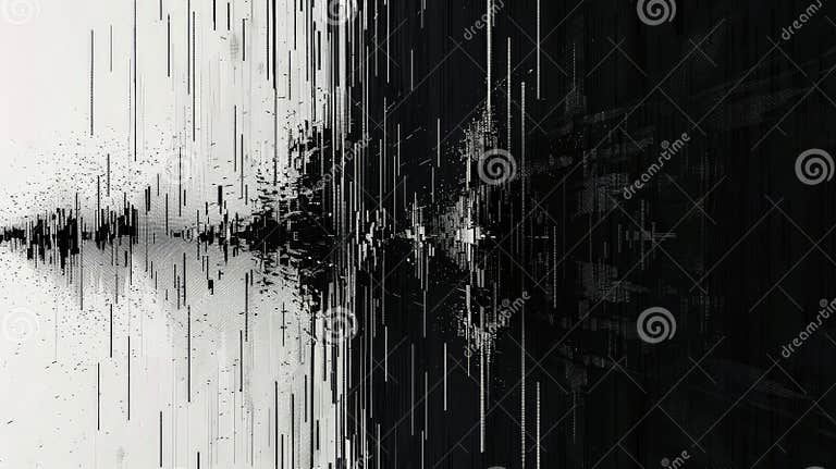 Abstract Digital Glitch Art with a Monochrome Palette. Visual ...
