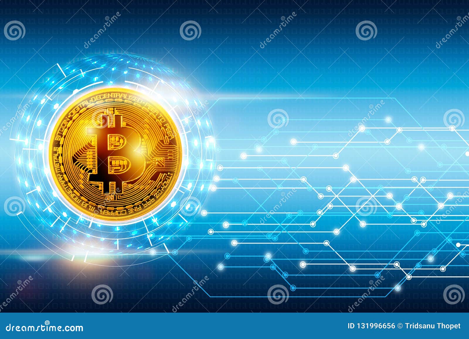 Abstract Digital Global Network Connection and Bitcoin Stock ...