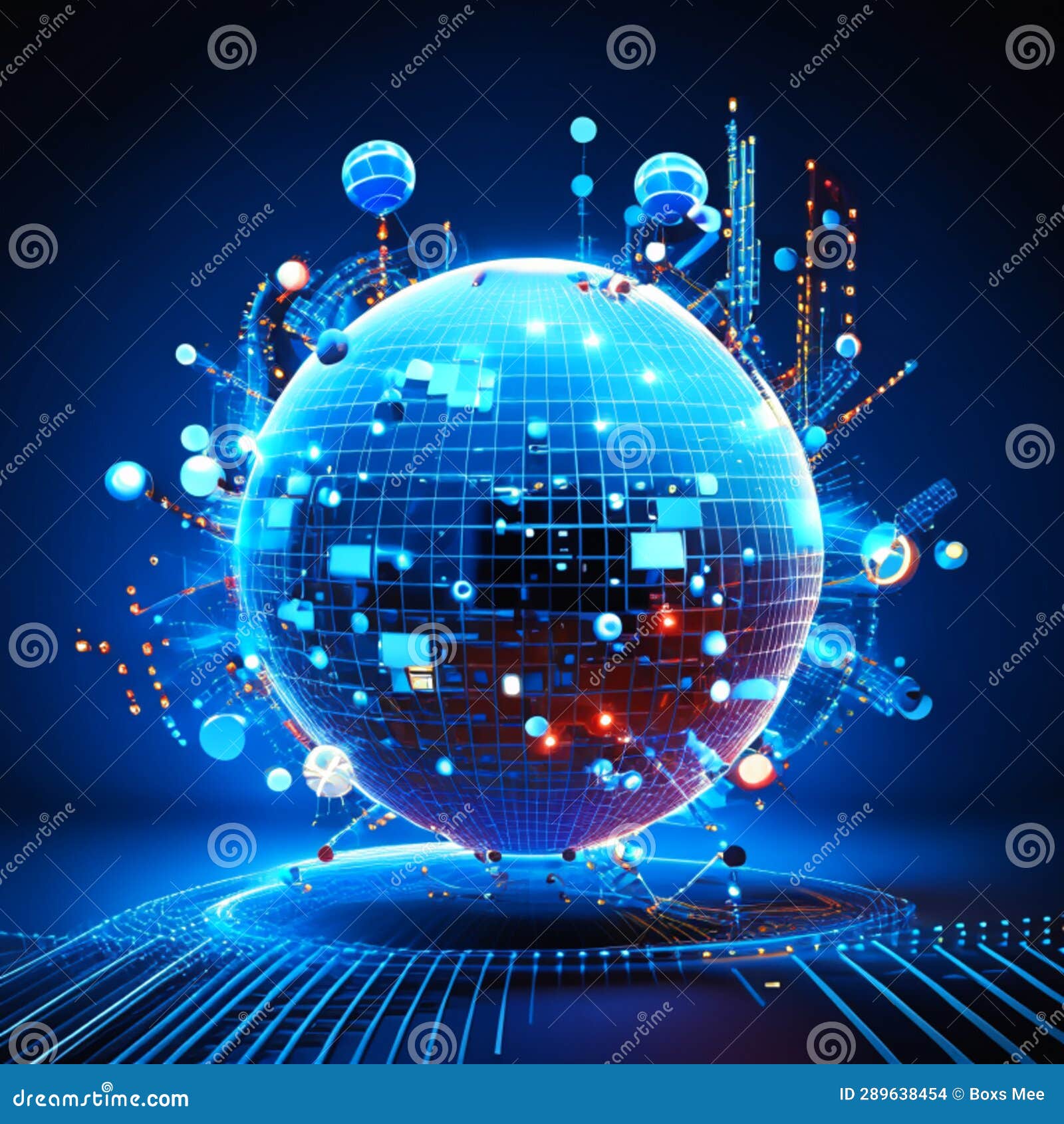 Abstract Digital Globe with Binary Code on Blue Background. 3D ... Abstract Digital Globe with Binary Code on Blue Background. 3D ...
