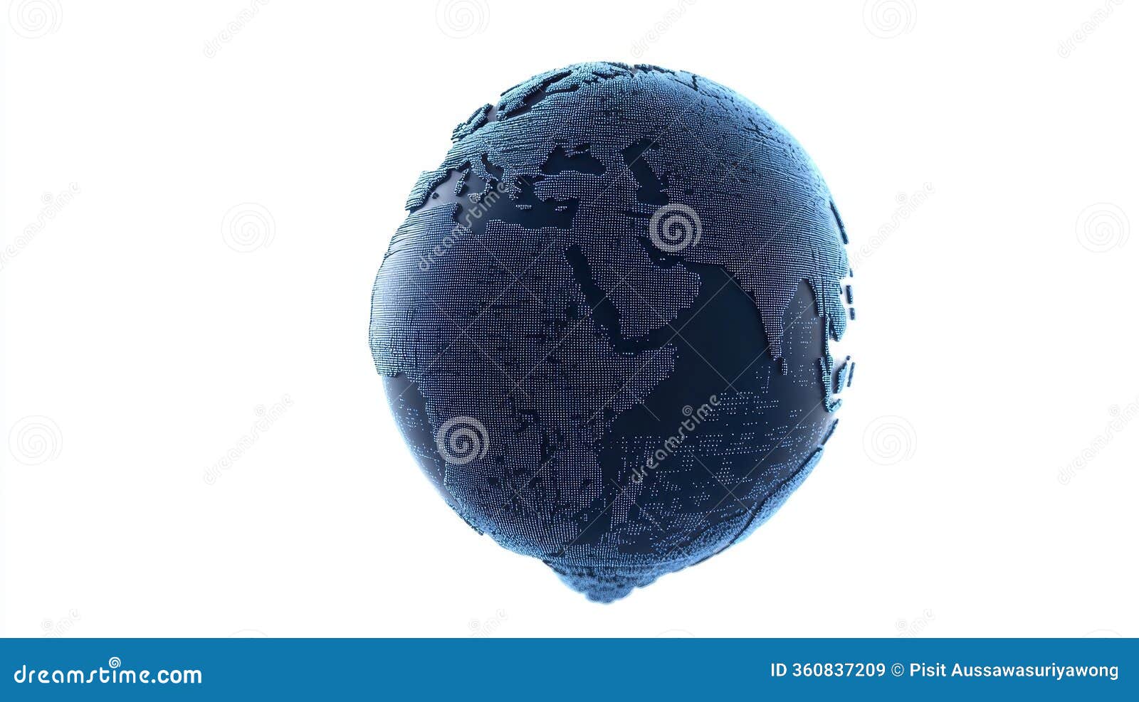 Abstract Digital Globe: Dark Blue and Light Blue Pixelated Sphere Stock ...