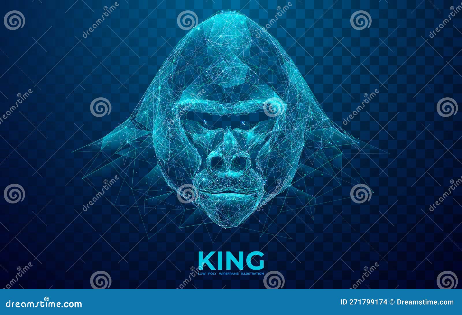Abstract Digital Gorilla. Low Poly Wireframe Vector Illustration Stock ...