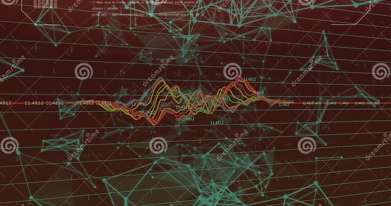 Abstract Digital Graph with Fluctuating Lines and Geometric Shapes ...