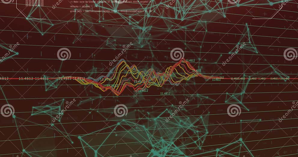 Abstract Digital Graph with Fluctuating Lines and Geometric Shapes ...
