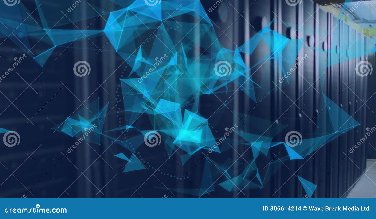Abstract Digital Graphics Overlay a Server Room, Symbolizing Data ...
