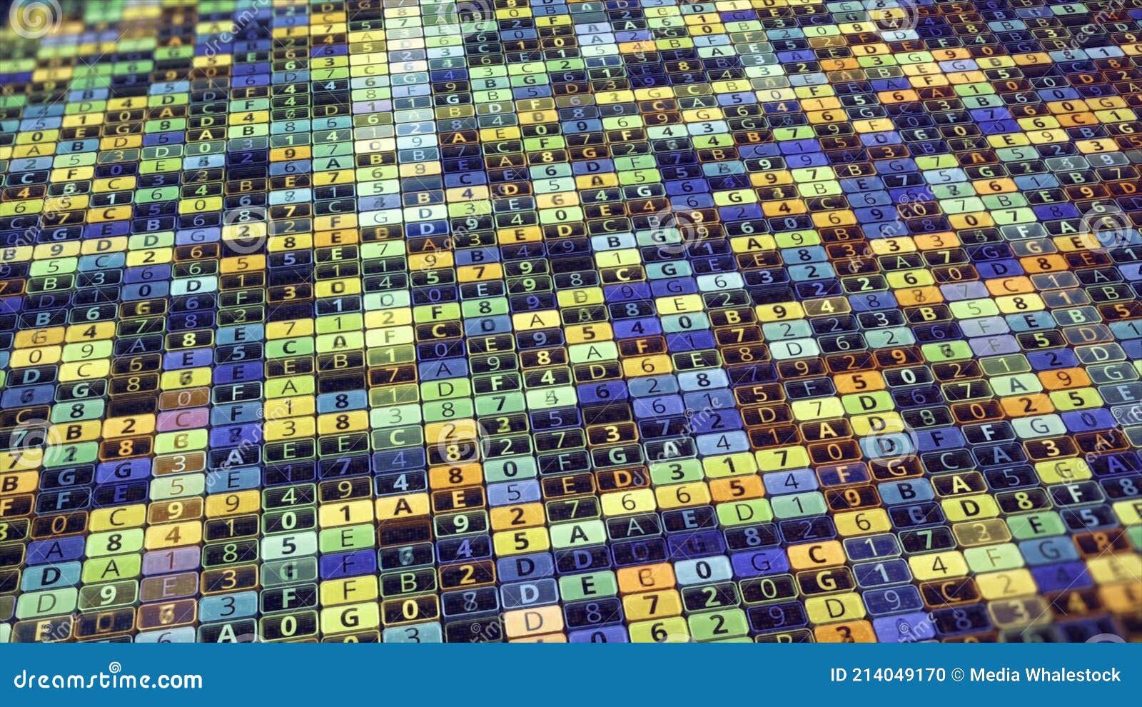 Abstract Digital Grid with Symbols Changing Fast, Seamless Loop ...