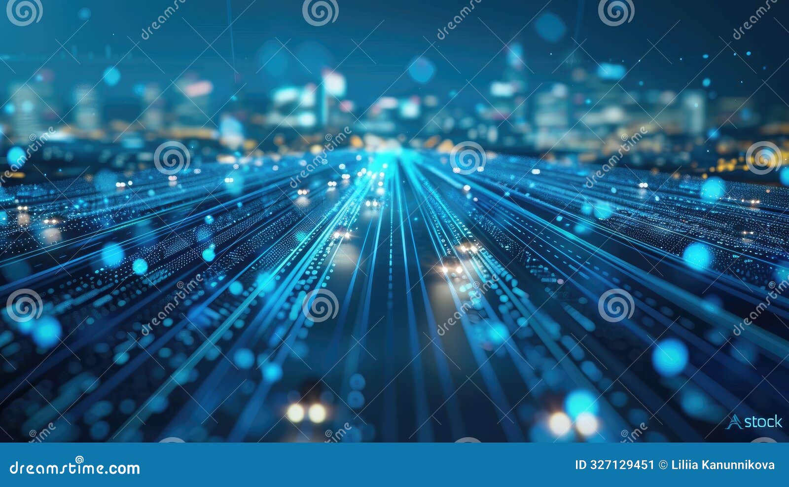 Abstract Digital Highway Network with Glowing Lines, Representing Data ...