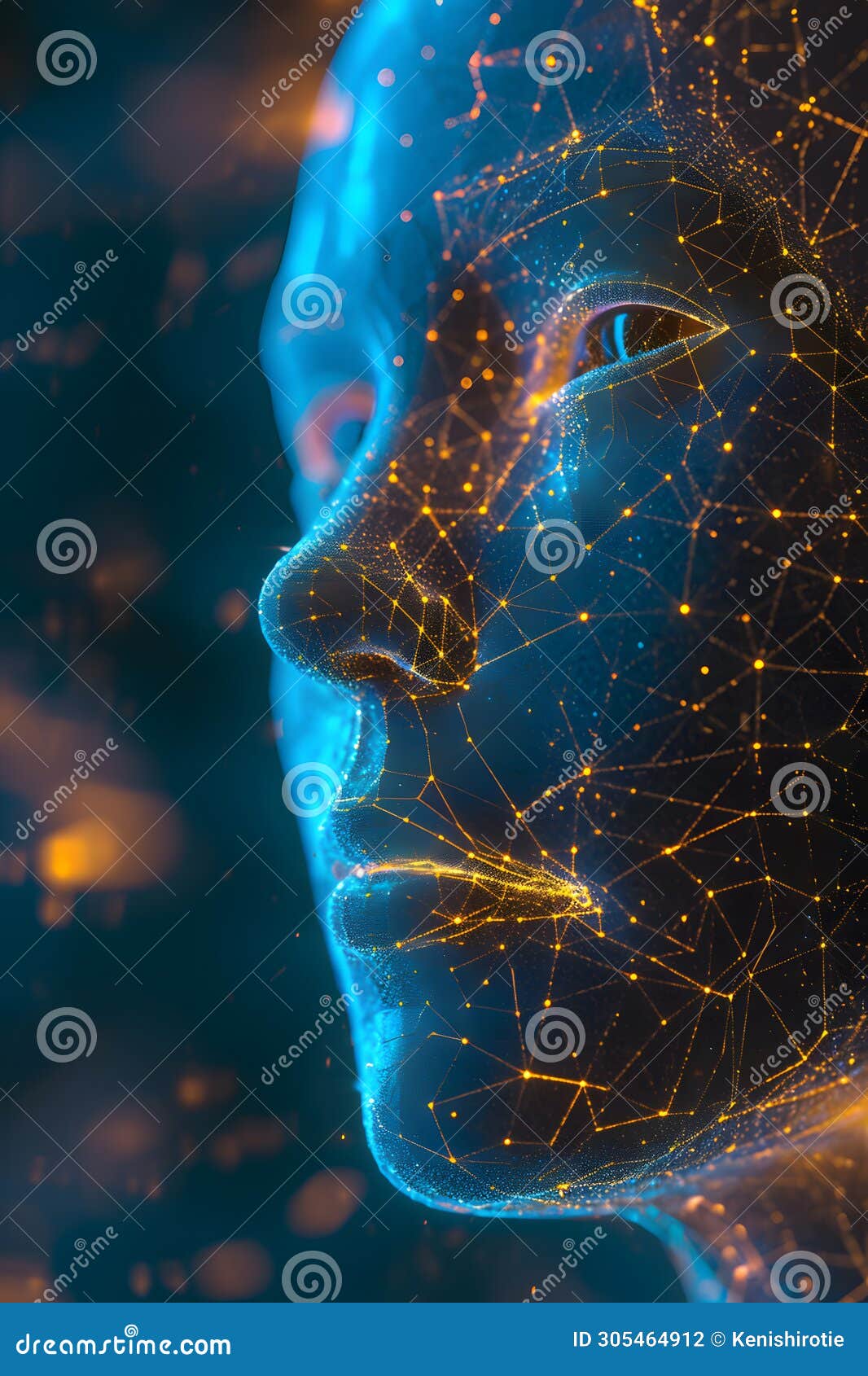 Abstract Digital Human Face Stock Illustration - Illustration of pixel ...