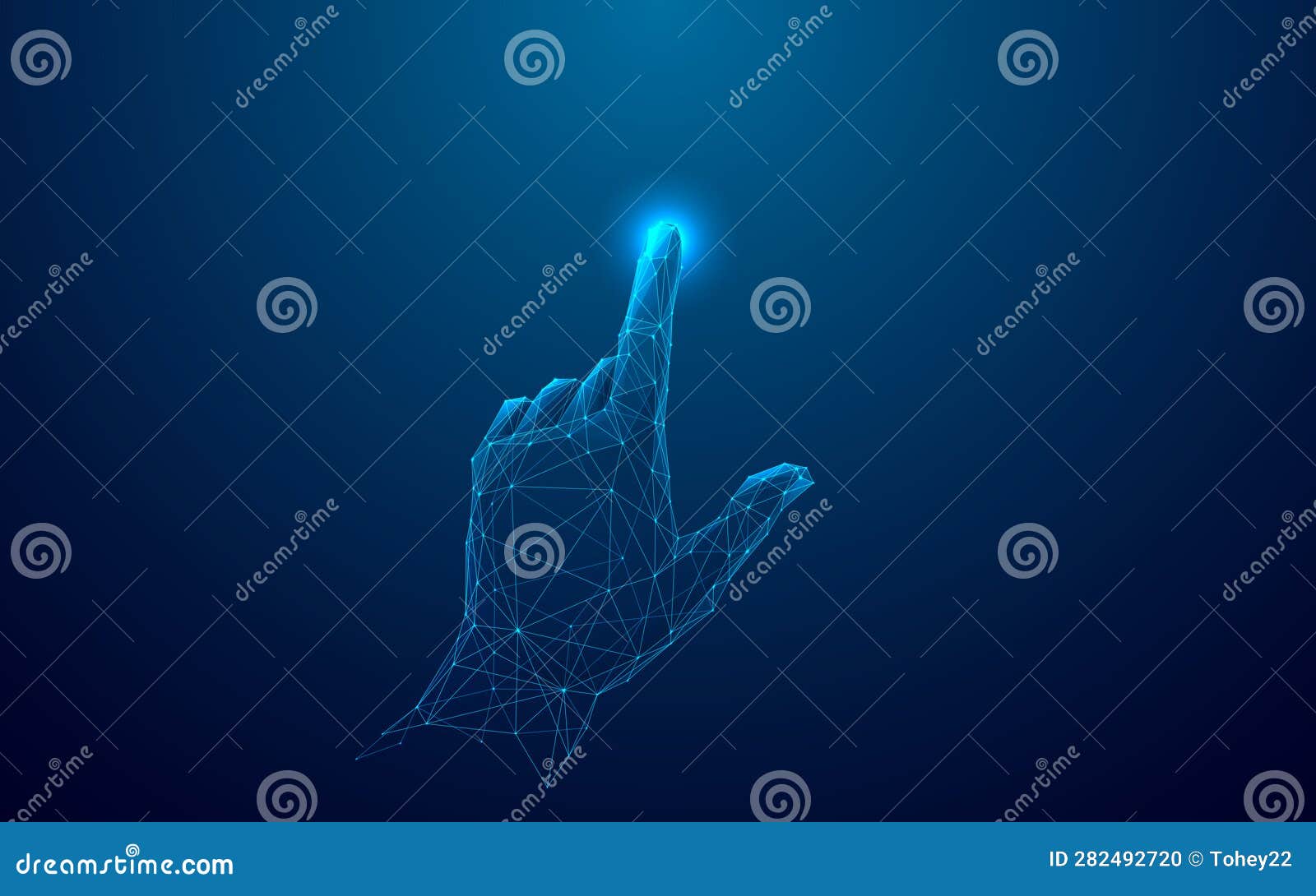 Abstract Digital Human Hand Touching on Glowing Dot. Stock Vector ...