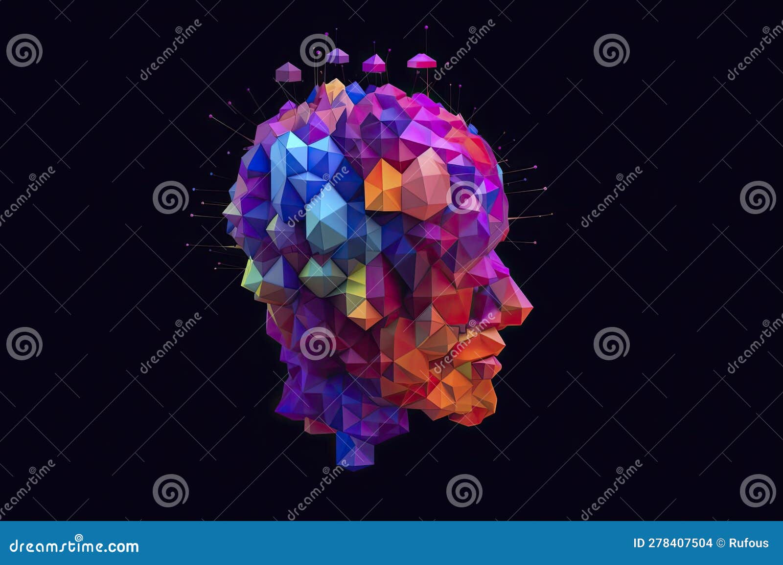 Abstract Digital Human Head Constructing from Cubes. Minimalistic ...