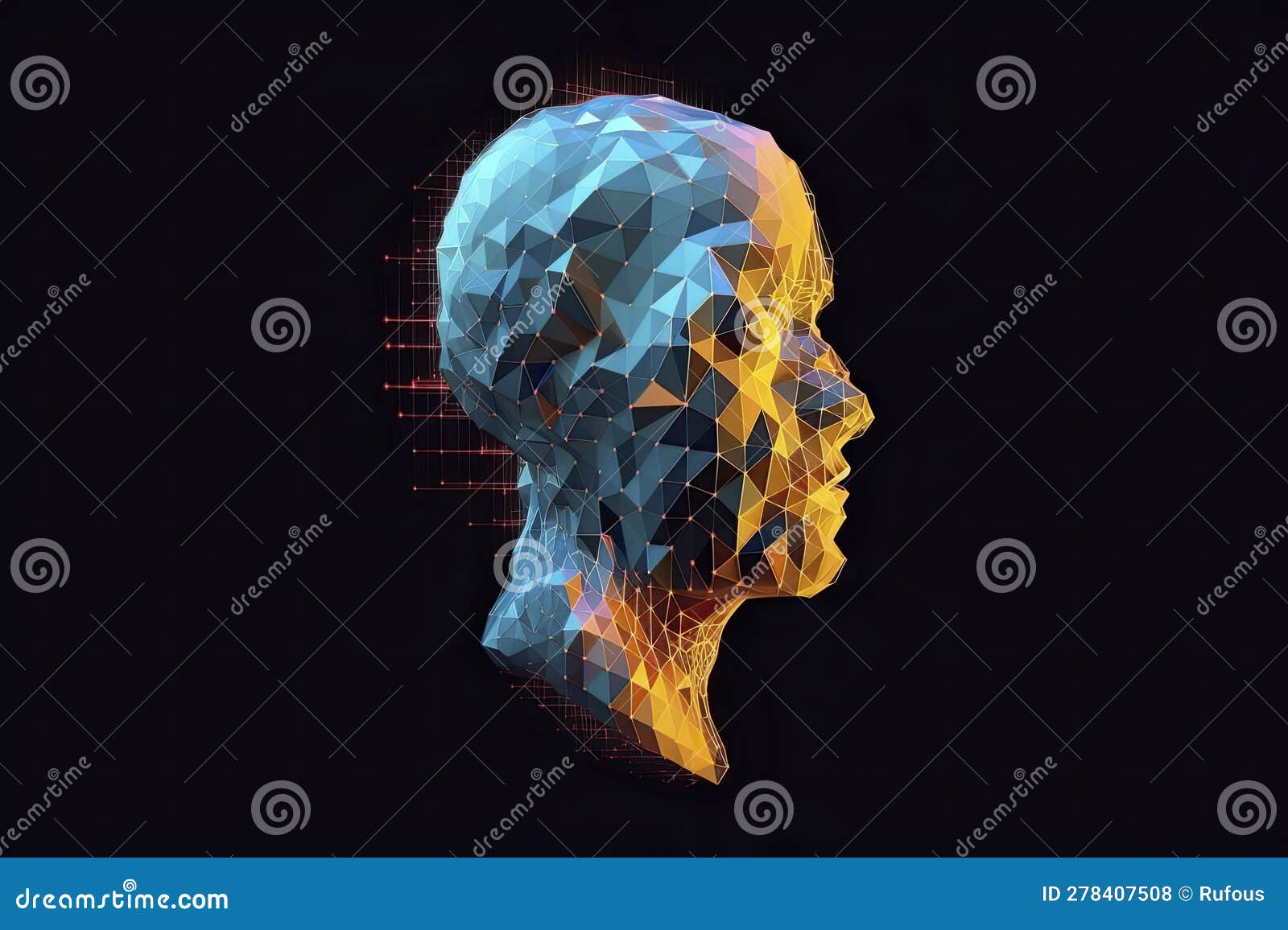 Abstract Digital Human Head Constructing from Cubes. Minimalistic ...
