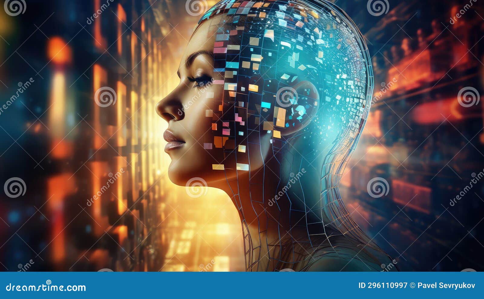 Abstract Digital Human Head Stock Illustration - Illustration of head ...