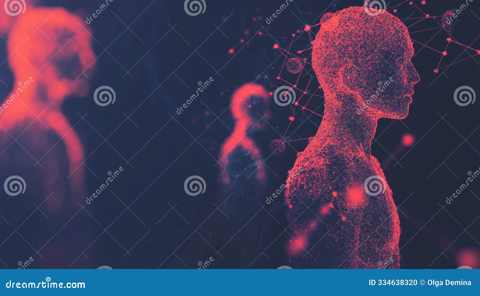 Abstract Digital Illustration of Human Figure with Viral Structures ...