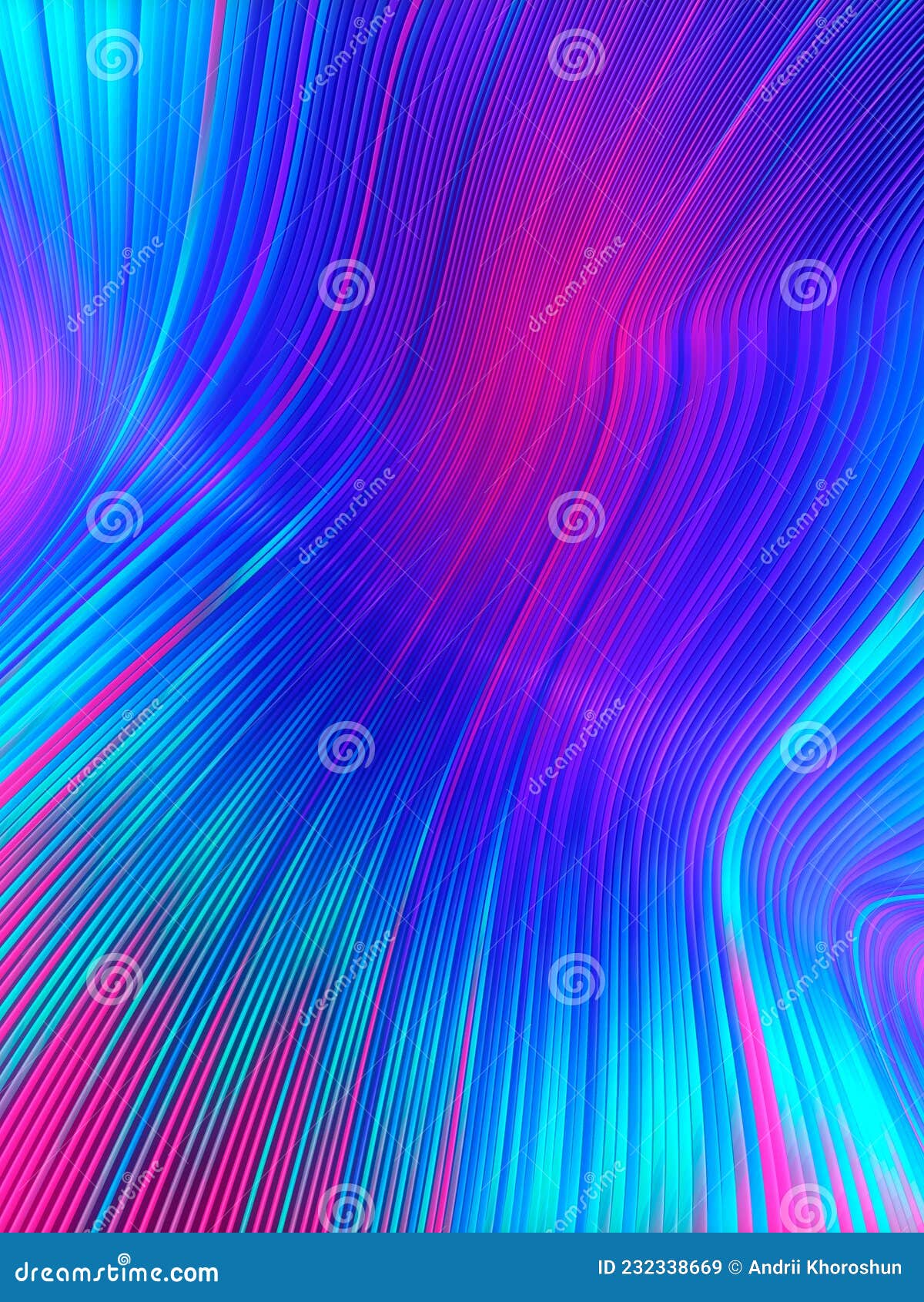 Abstract Digital Illustration of Iridescent Floating Lines. Trendy ...