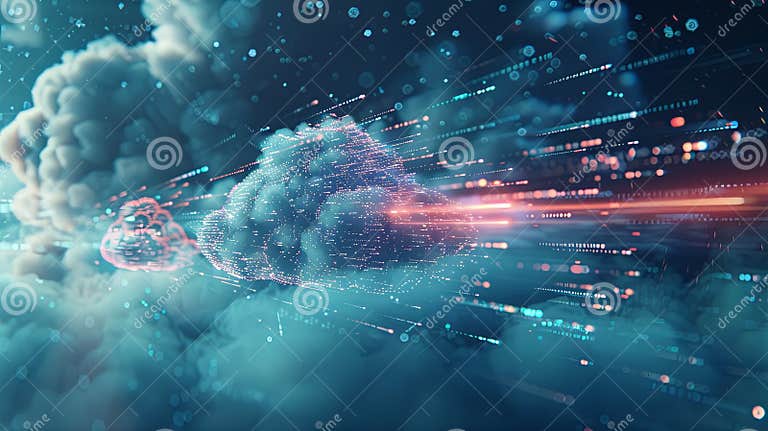 An Abstract Digital Image Showcasing Cloud Computing With Data Processing And Ai Operations