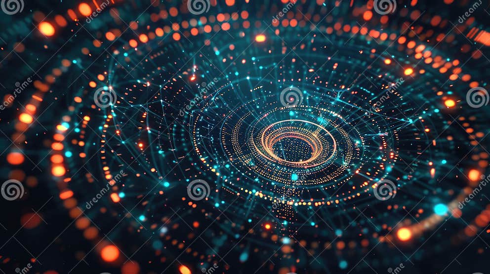 Abstract Digital Interface with Circular Patterns and Glowing Lines ...