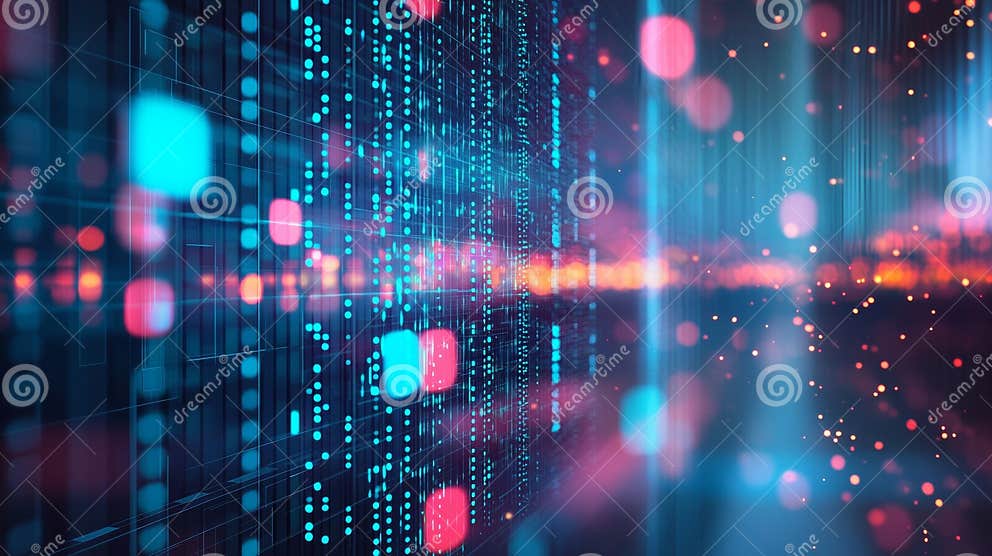 Abstract Digital Interface with Glowing Particles and Data Lines Stock ...