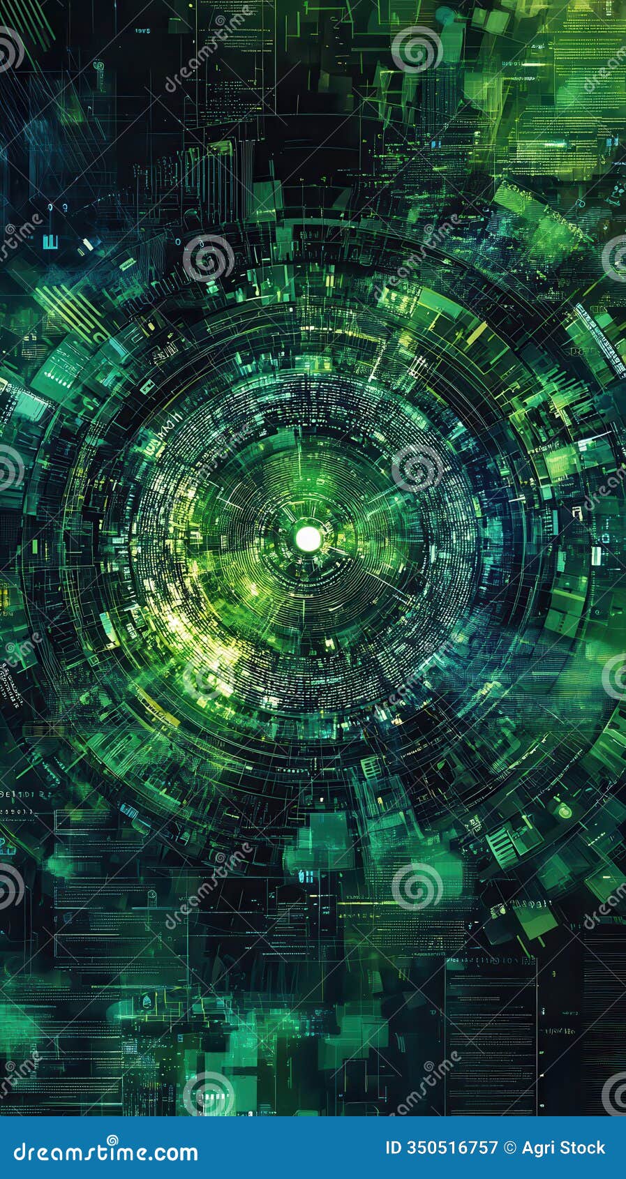 Abstract Digital Interface with Green and Black Color Scheme Stock ...