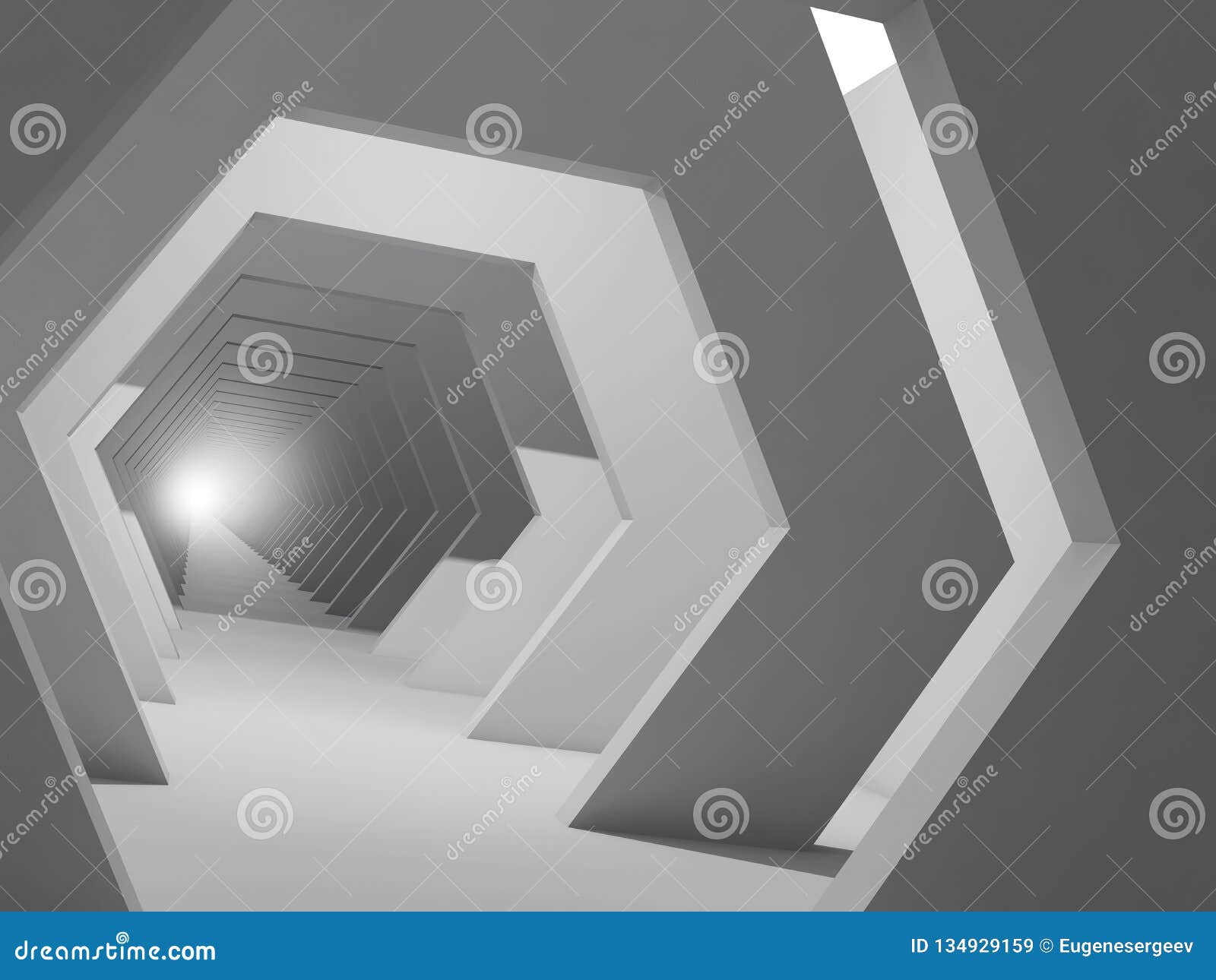 Abstract Digital Interior Background, 3d Corridor Stock Illustration ...