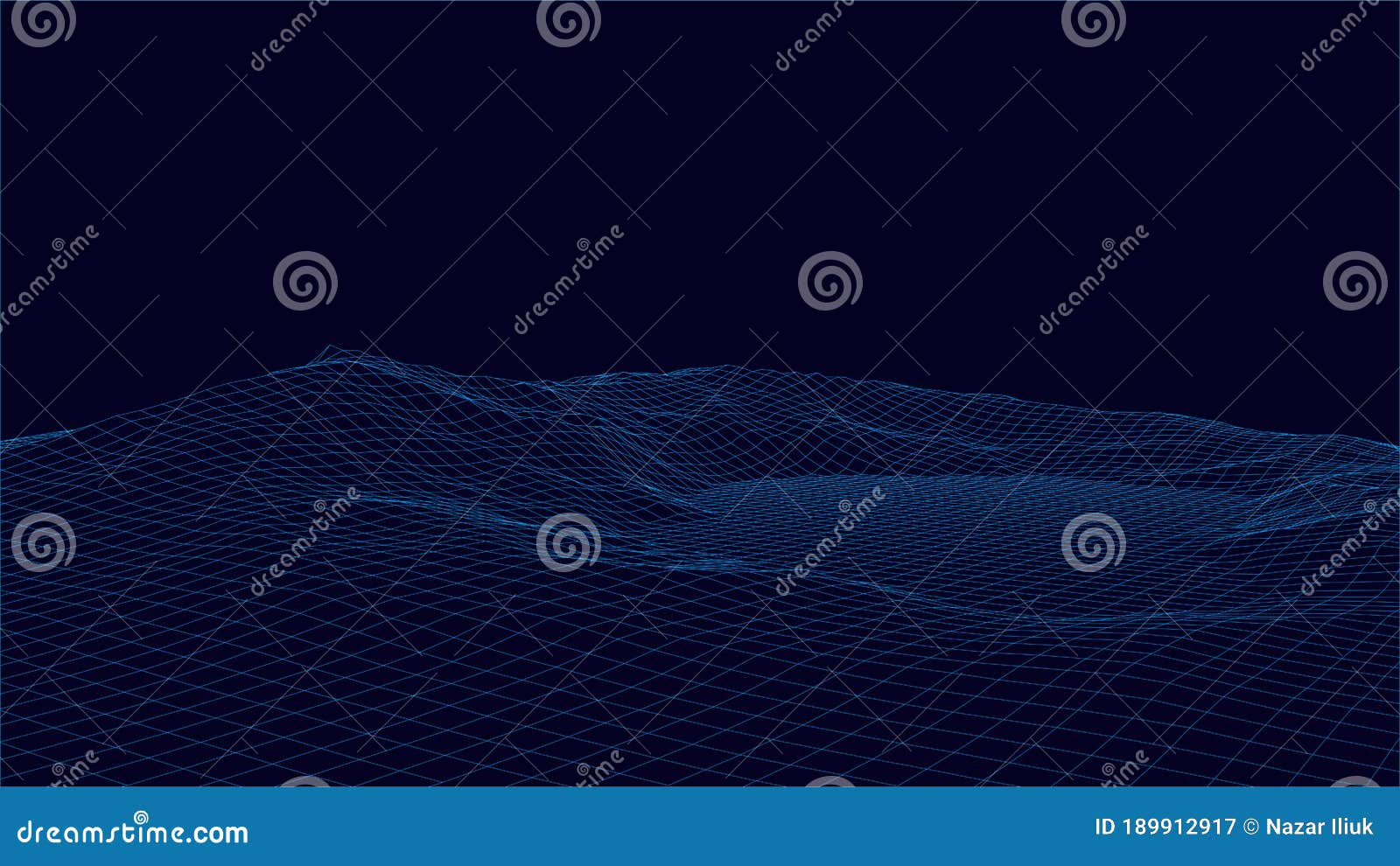Abstract Digital Landscape. 3d Futuristic Vector Illustration Wireframe ...