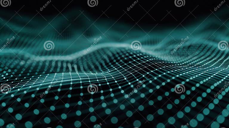 Abstract Digital Landscape with Dotted Wave Grid Pattern Stock Photo ...