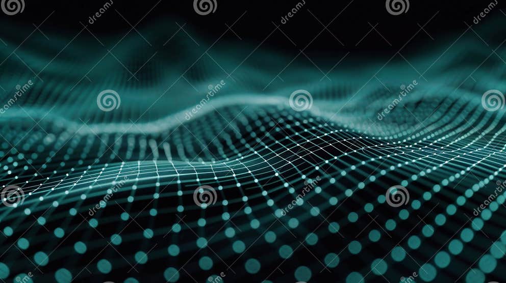 Abstract Digital Landscape with Dotted Wave Grid Pattern Stock Photo ...