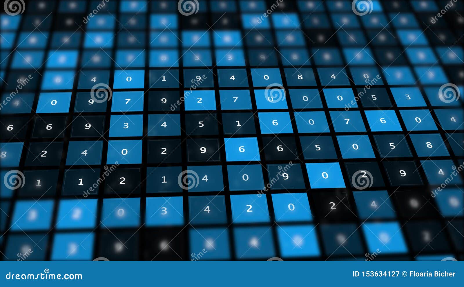 Abstract Digital Landscape with Flowing Numbers. Stock Illustration ...