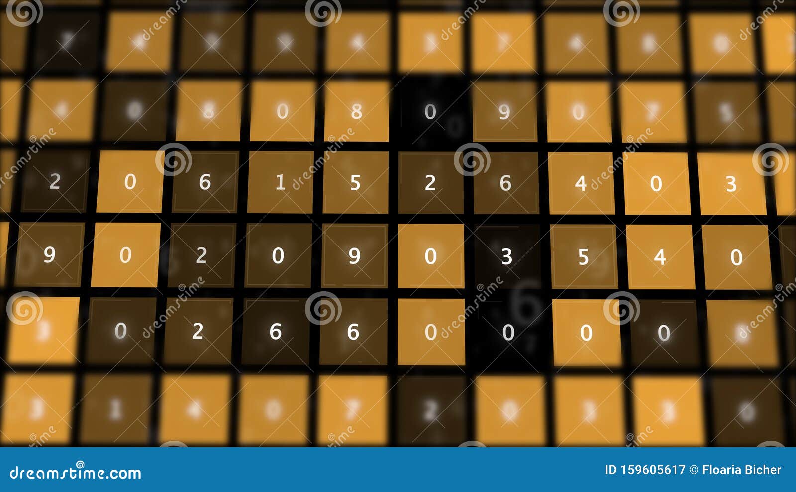 Abstract Digital Landscape with Flowing Numbers. Stock Illustration ...