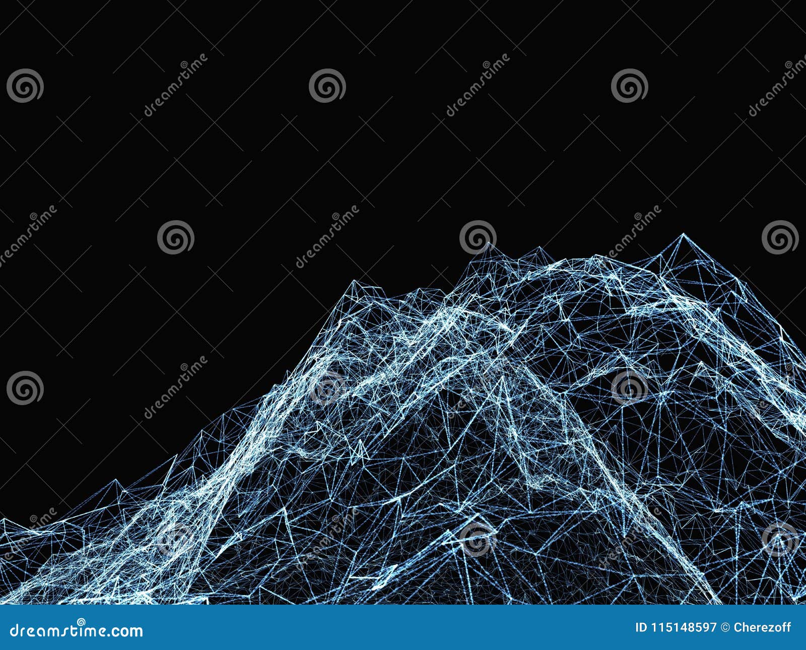 Abstract Digital Landscape with Particles Stock Illustration ...