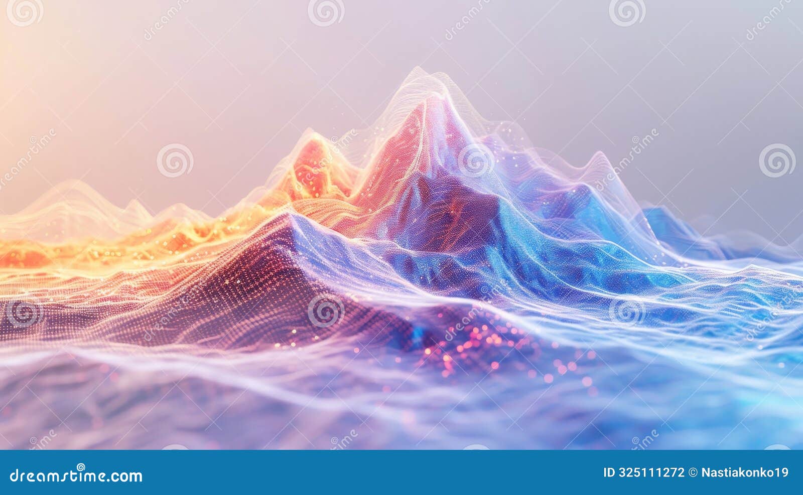 Abstract Digital Landscape with Vibrant Color Gradients and Particle ...