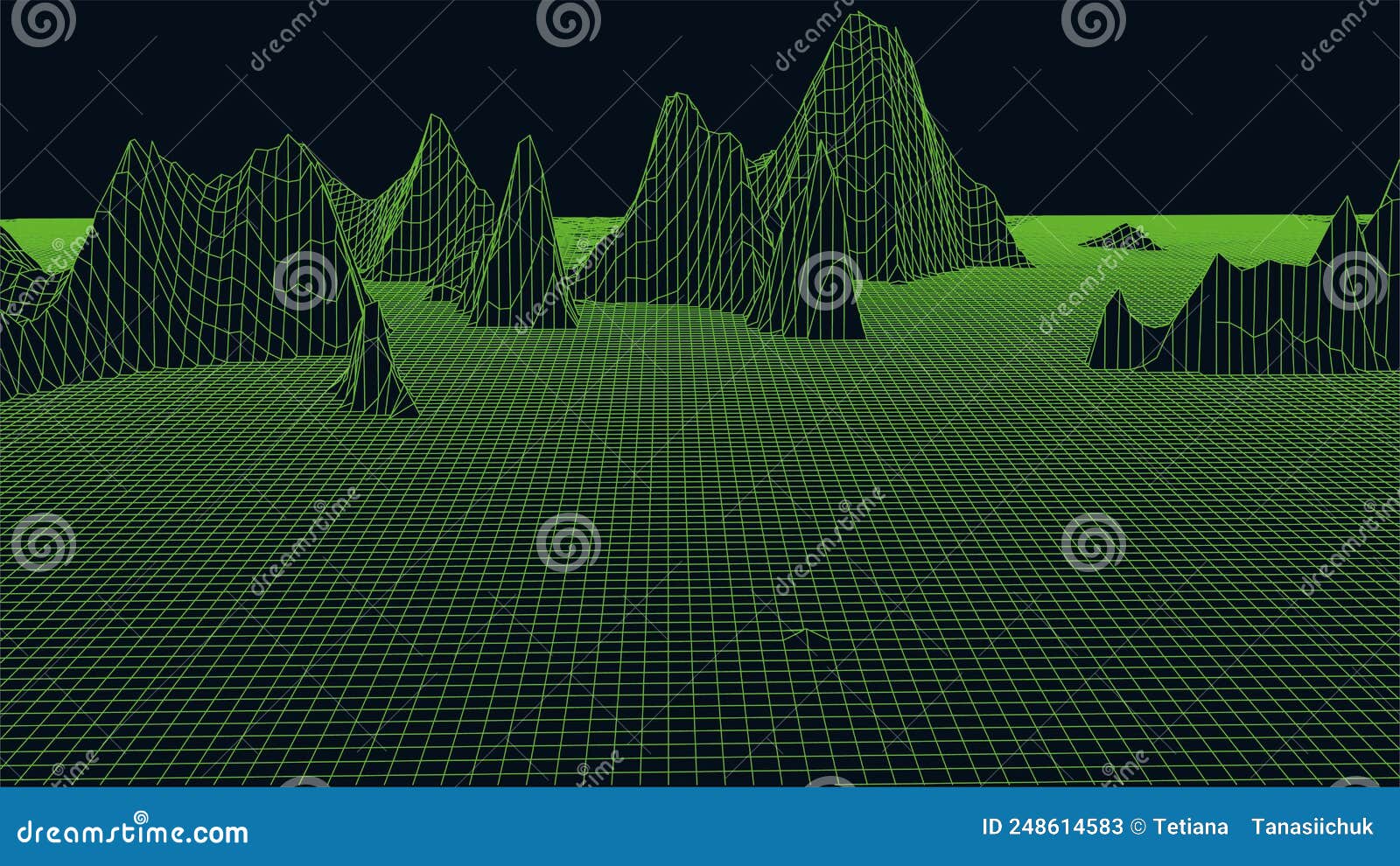 Abstract Digital Landscape. Wireframe Landscape Background. 3d ...