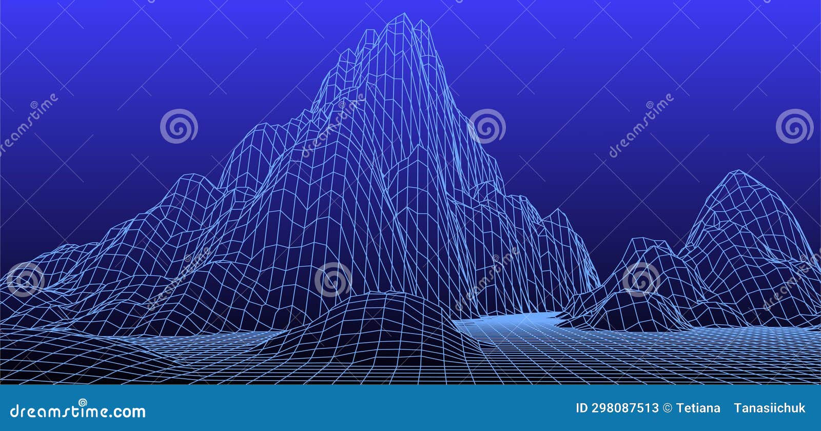 Abstract Digital Landscape. Wireframe Landscape Background. 3d ...