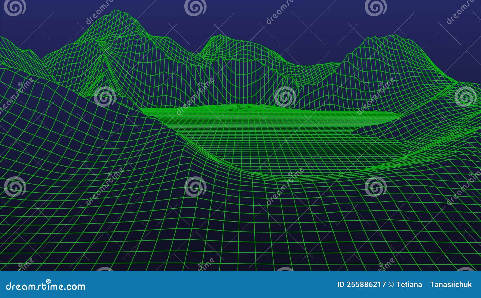 Abstract Digital Landscape. Wireframe Landscape Background. 3d ...