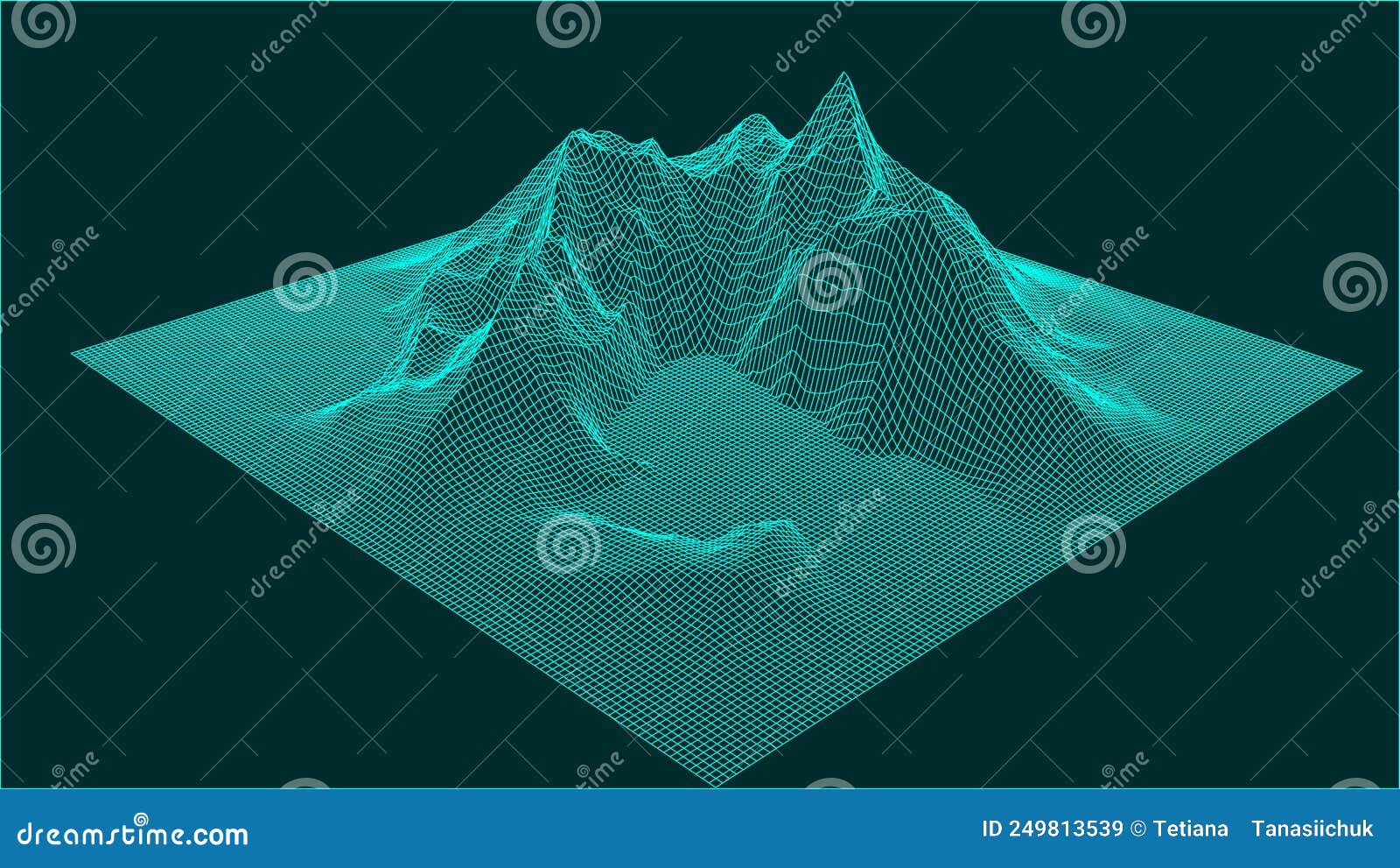 Abstract Digital Landscape. Wireframe Landscape Background. 3d ...
