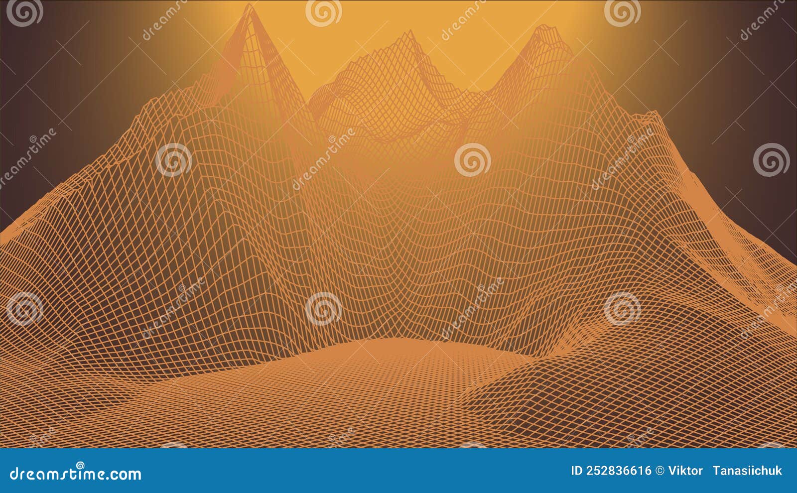 Abstract Digital Landscape. Wireframe Landscape Background. Digital ...