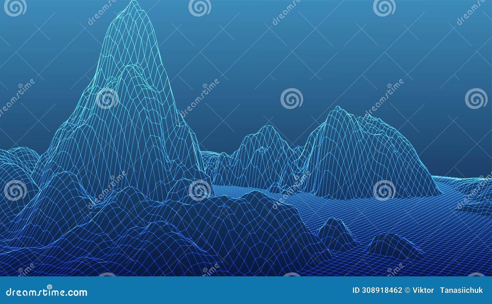 Abstract Digital Landscape. Wireframe Landscape Background. Digital ...