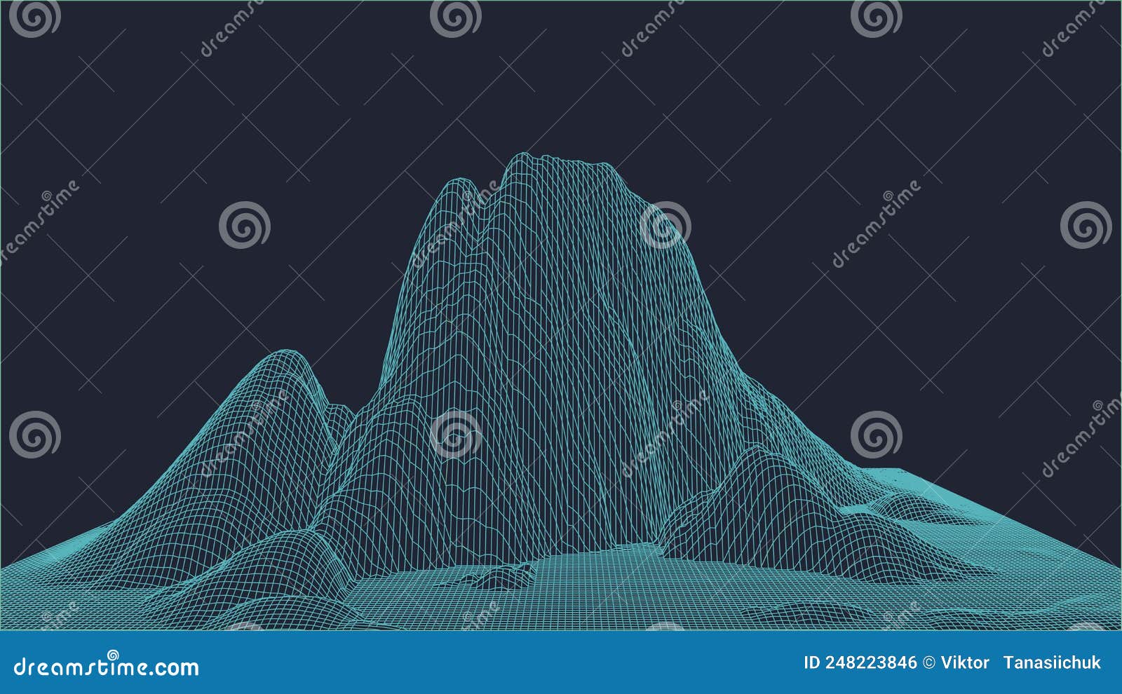 Abstract Digital Landscape. Wireframe Landscape Background. Digital ...