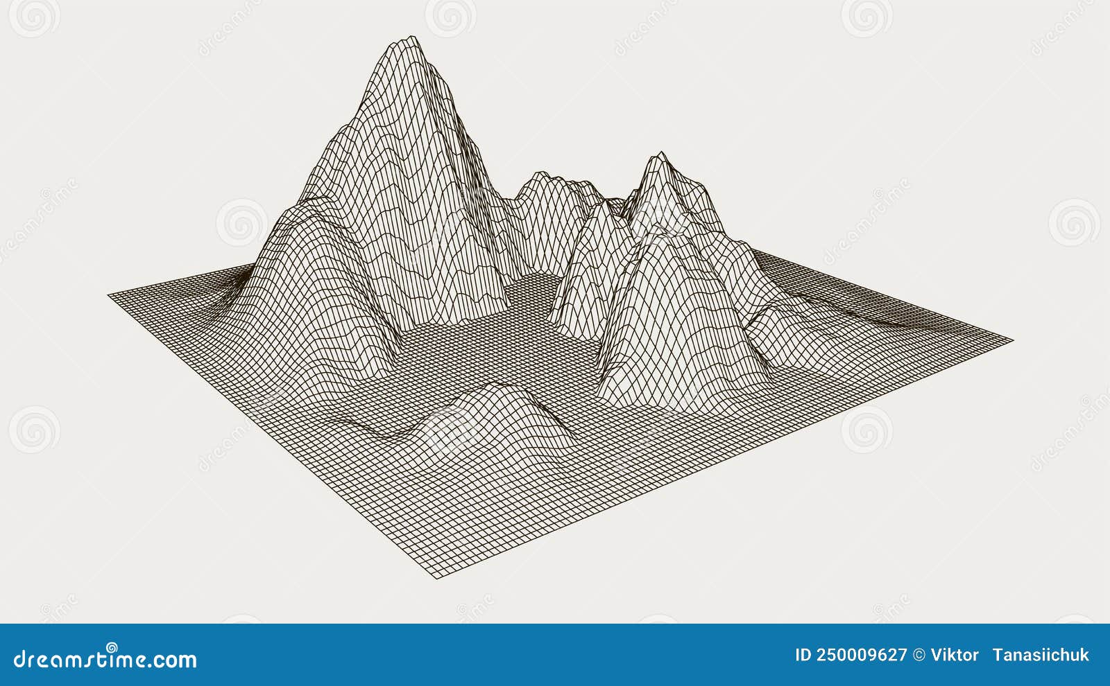 Abstract Digital Landscape. Wireframe Landscape Background. Digital ...