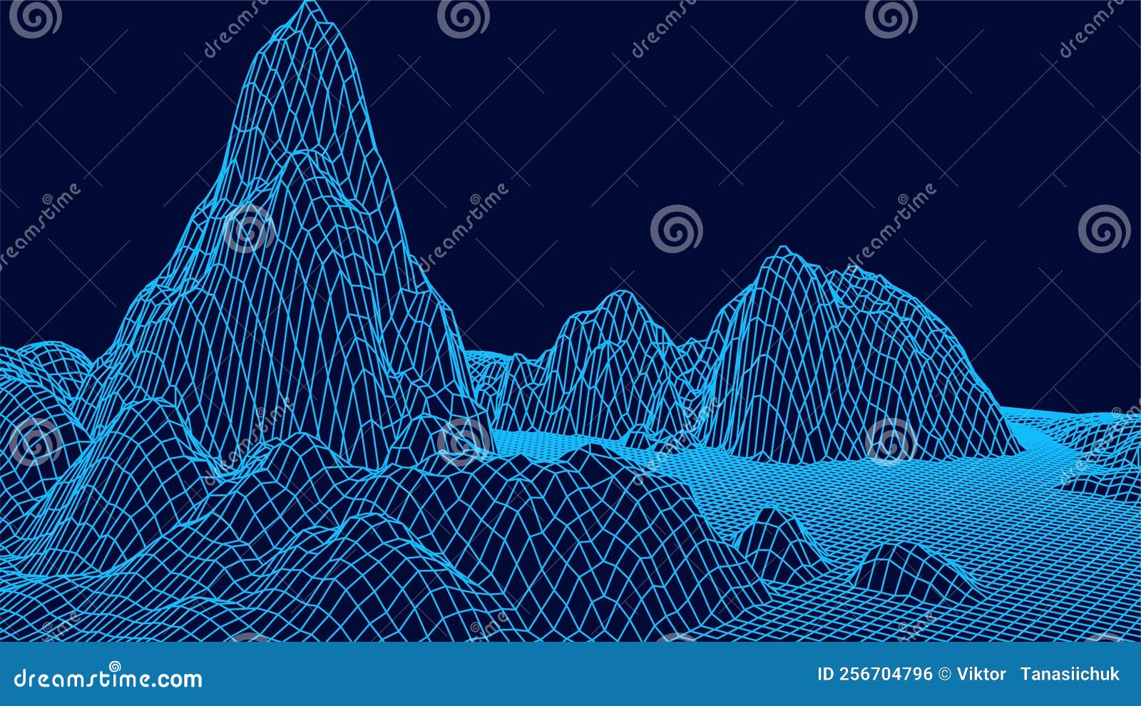 Abstract Digital Landscape. Wireframe Landscape Background. Digital ...